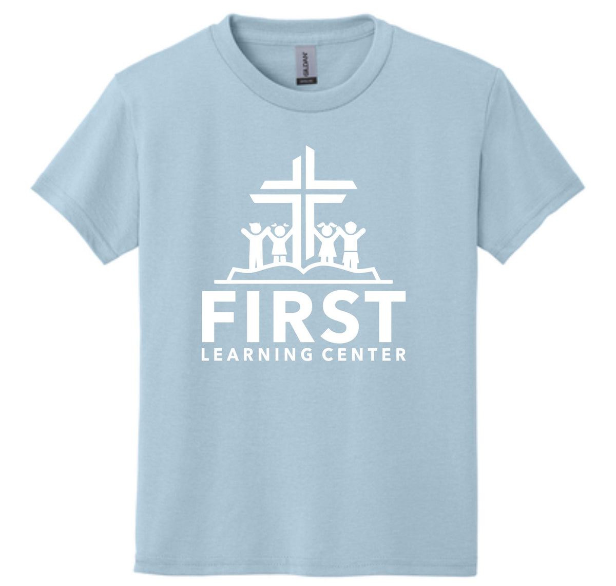 FIRST LEARNING CENTER LOGO TEE LIGHT BLUE – Kajun Monograms