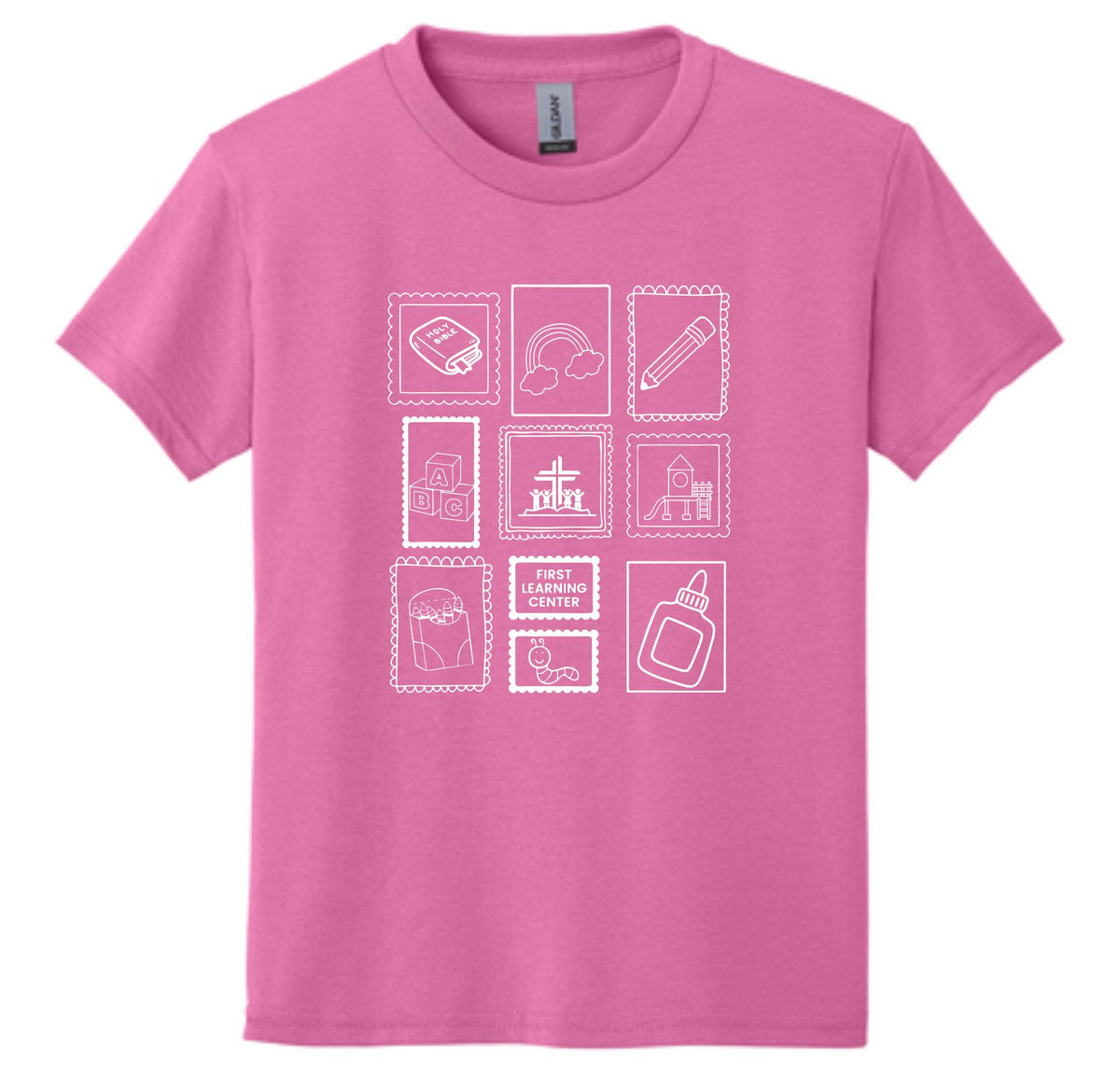 FIRST LEARNING CENTER DESIGN2 TEE AZALEA PINK – Kajun Monograms